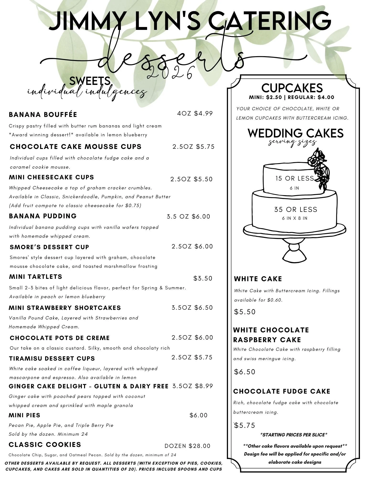 Dessert Menu — Jimmy Lyn's