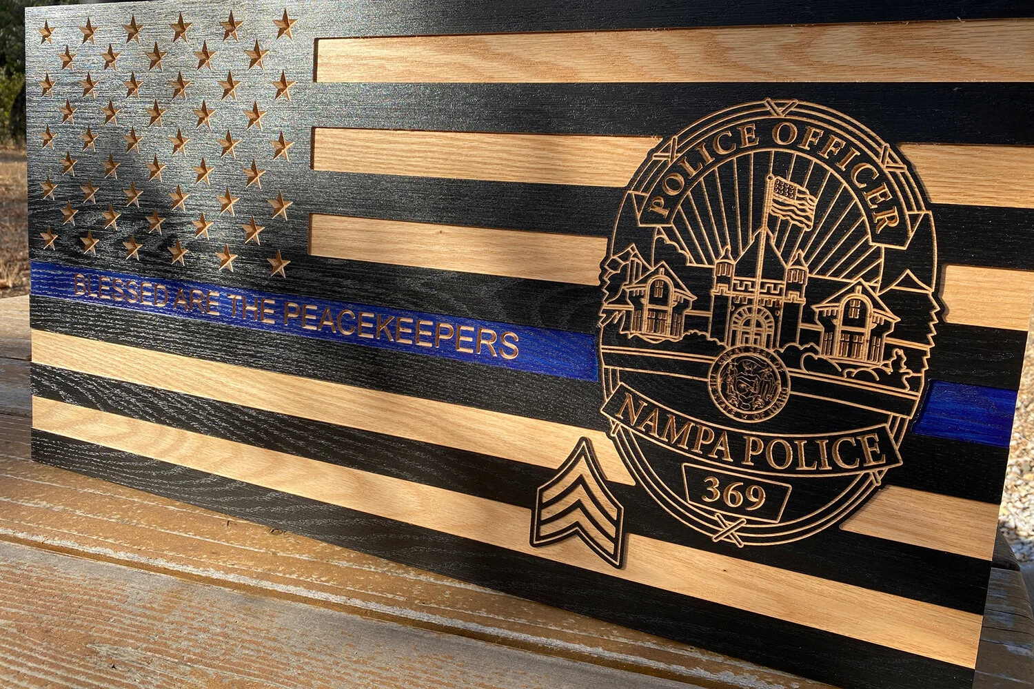 Blue Line Wood Flags - Personalized Wood Flags for First Responders ...