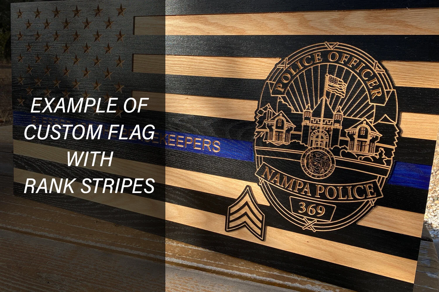 Customized Wooden Thin Blue Line Flag - Blue Line Wood Flags - Law ...