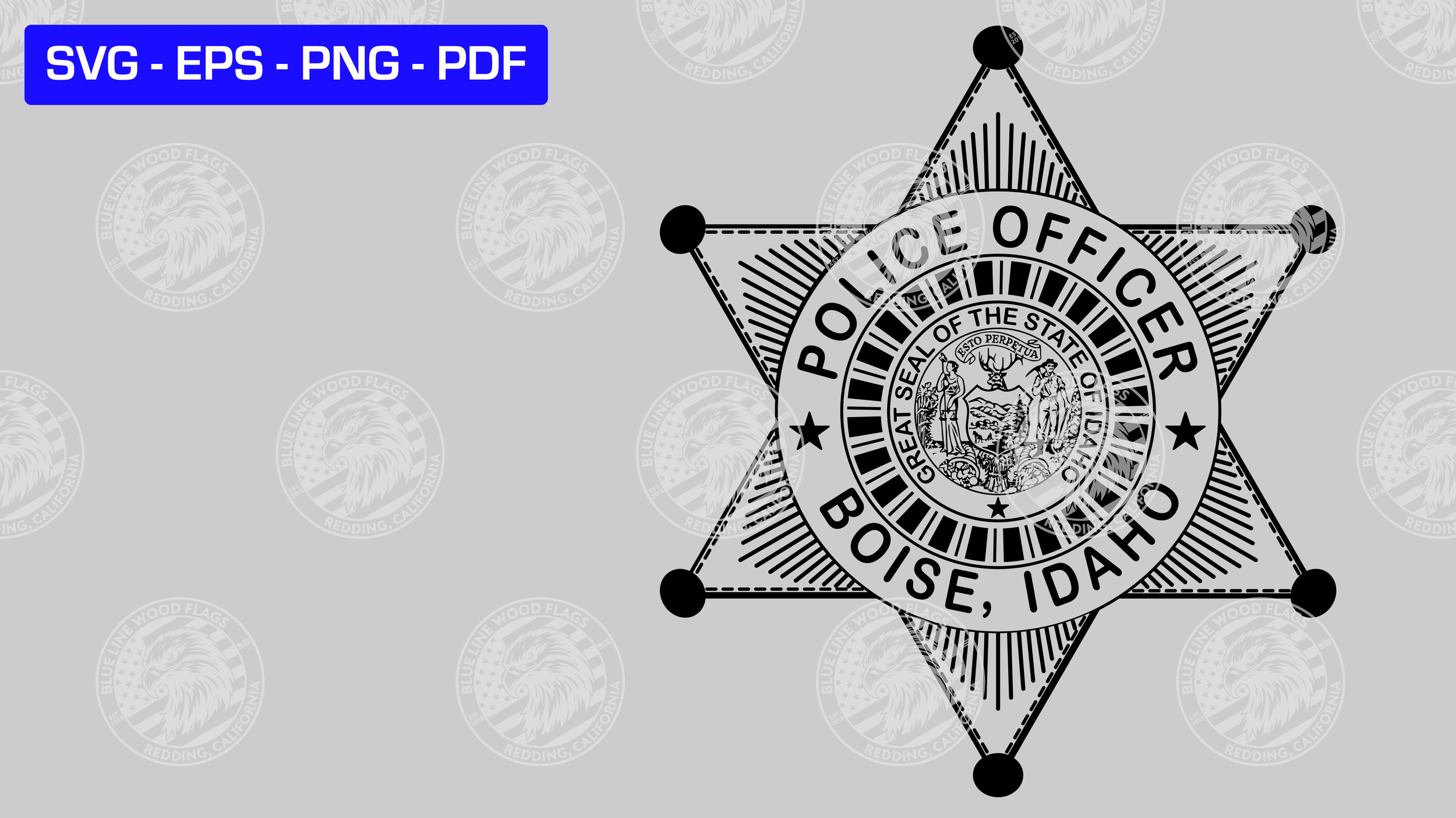Boise, Idaho Police Officer Badge SVG File — Blue Line Wood Flags ...