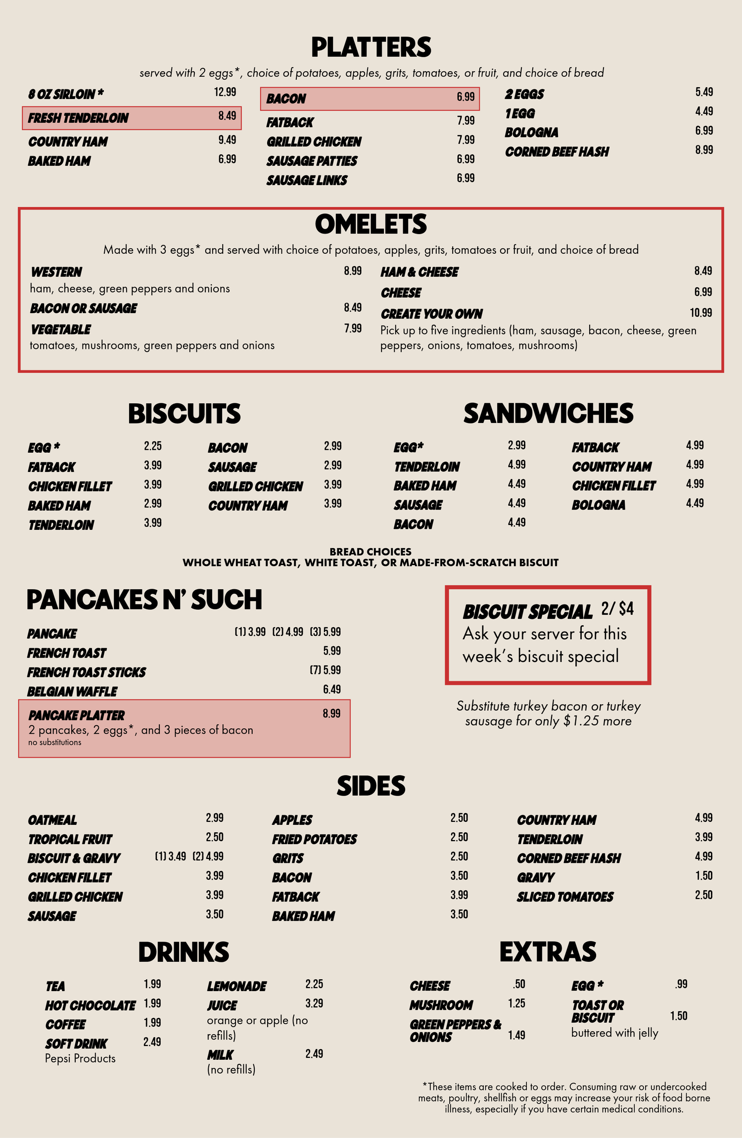 Sirloin House Restaurant menu — Sirloin House