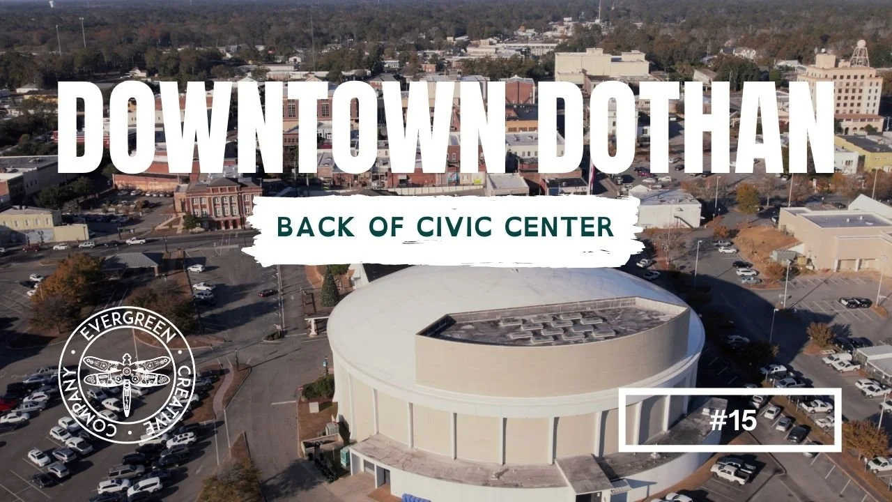 Panoramic drone photo of Downtown Dothan Blue Sky — Evergreen Creative ...