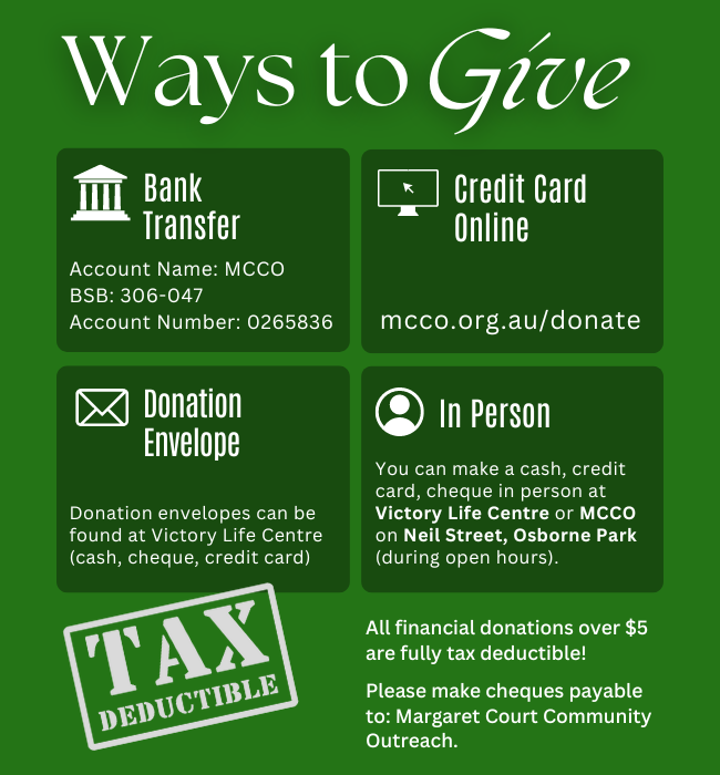Make a donation — Margaret Court Community Outreach