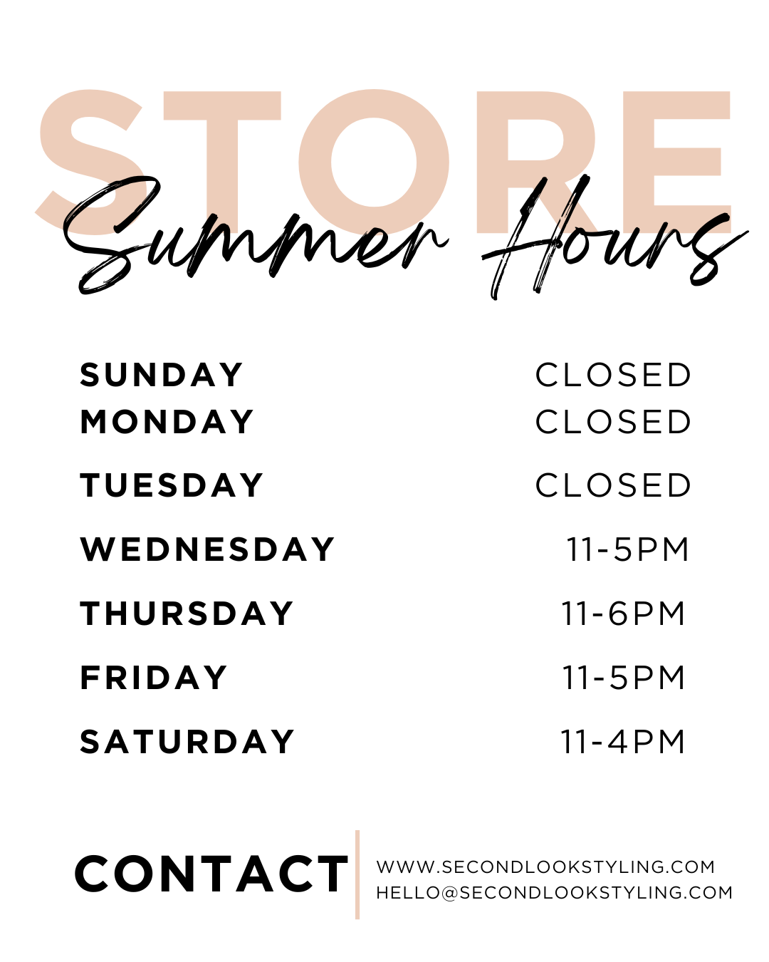 Store Information — Second Look Styling