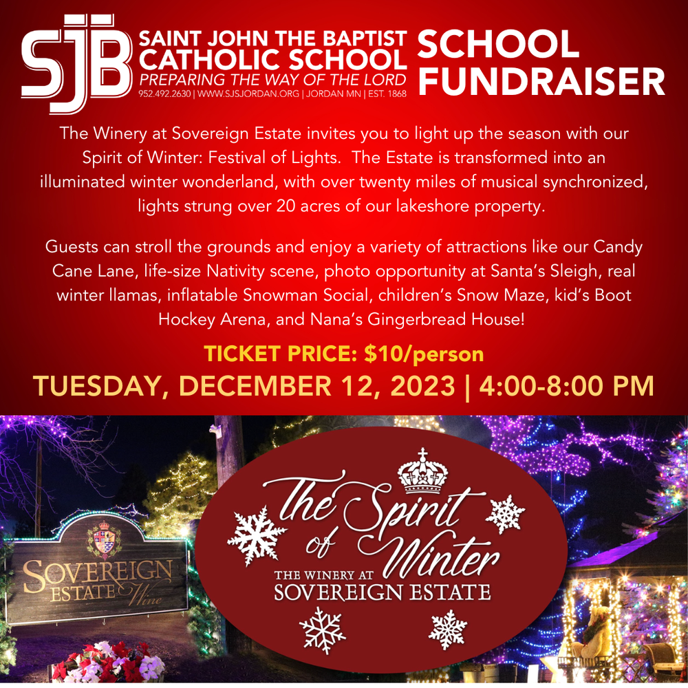 SJB School Fundraiser: The Spirit of Winter at Sovereign Estate Winery ...
