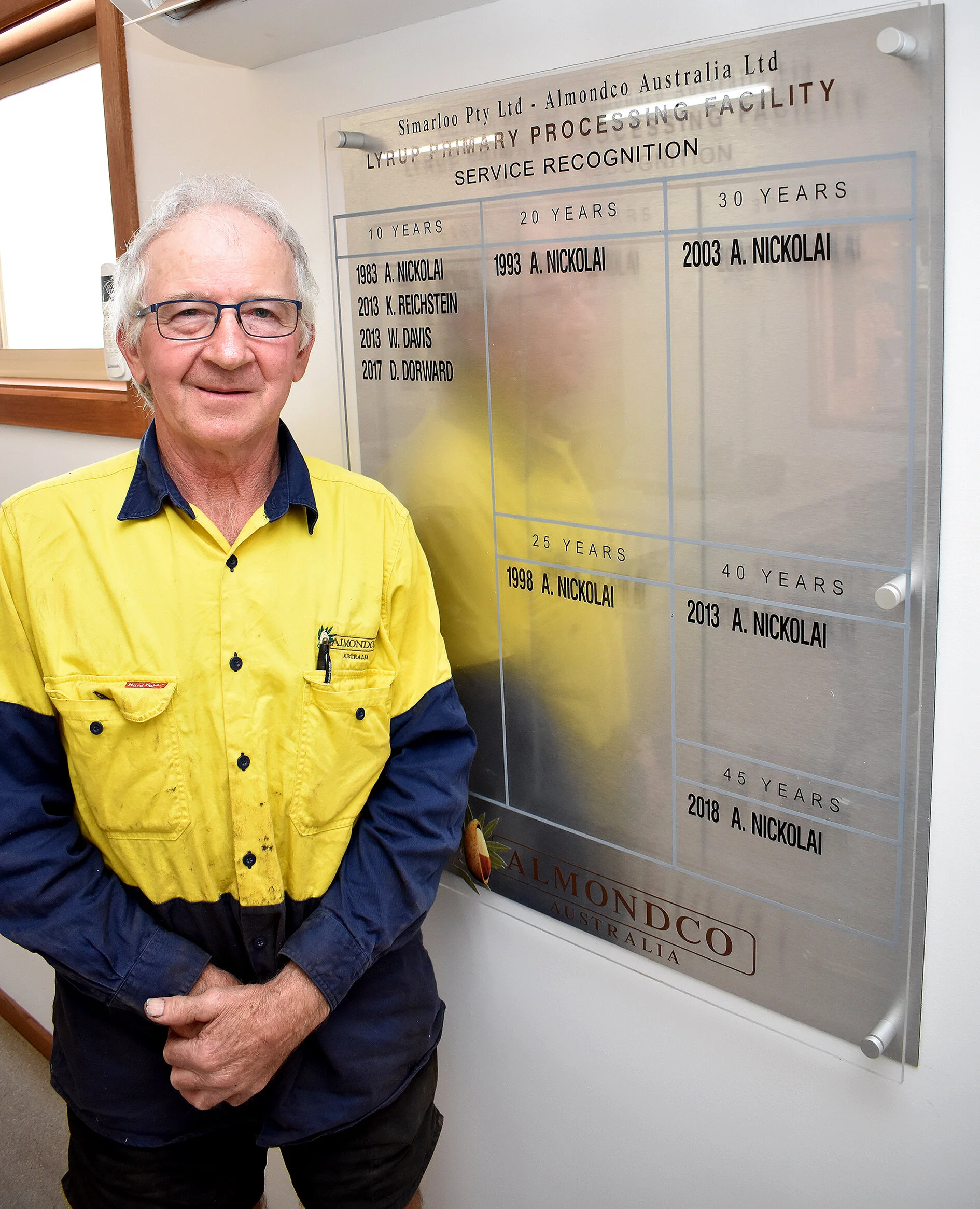 ADEY'S 46 YEARS OF DEDICATED SERVICE — Almondco Australia