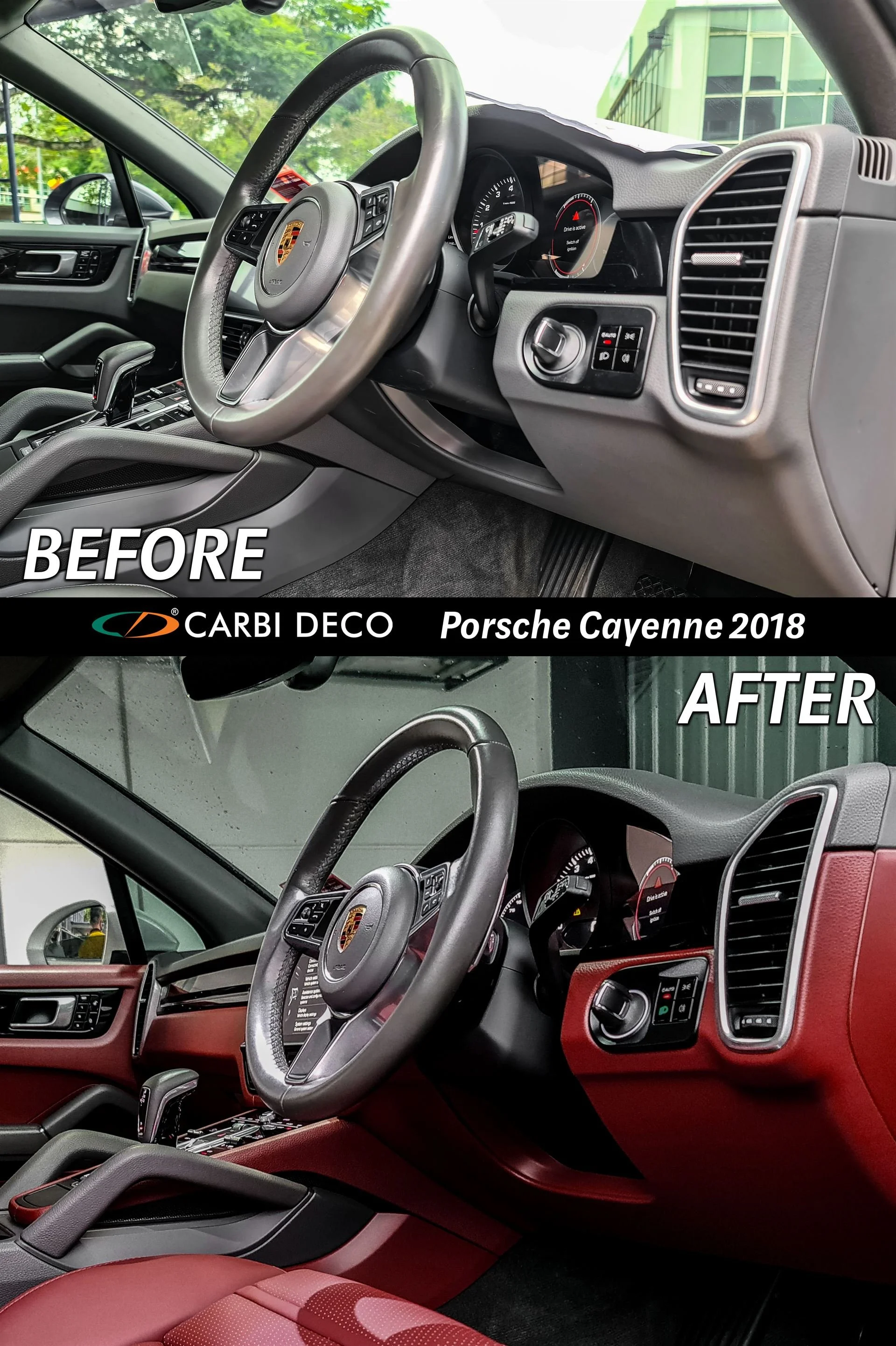 Porsche Cayenne 2018 Maroon Leather Seats & Interior Color Conversion ...