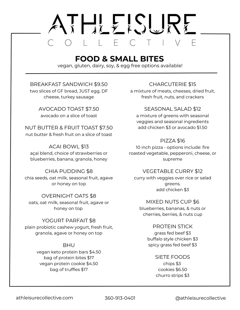 CAFE MENU — ATHLEISURE COLLECTIVE