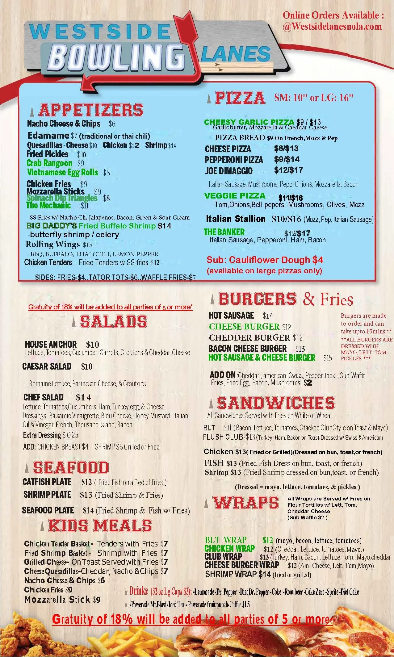 Westside lanes Nola, bowling, pool, billiards, parties, Asian food,
