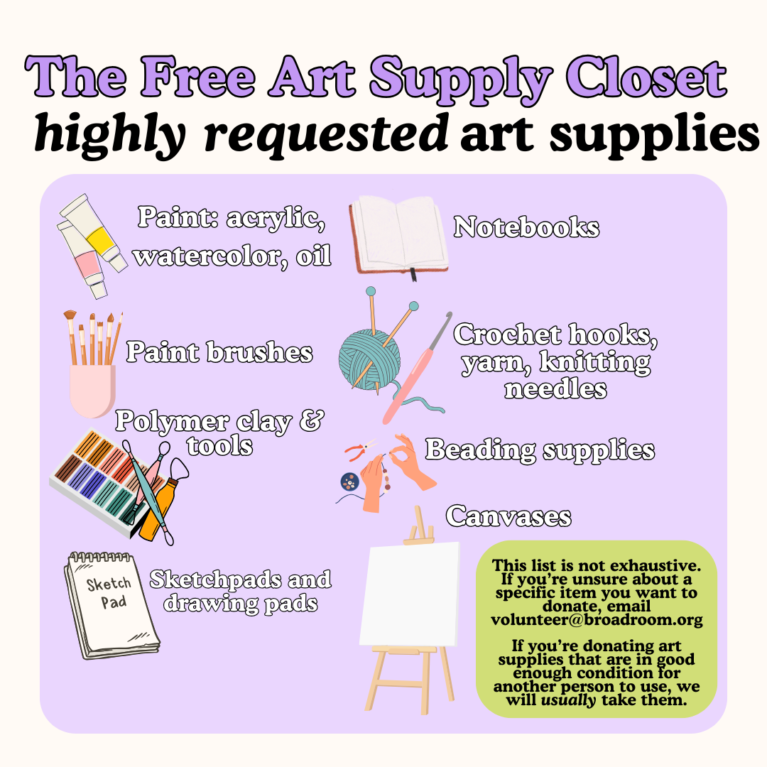 Donate Art Supplies — Broad Room