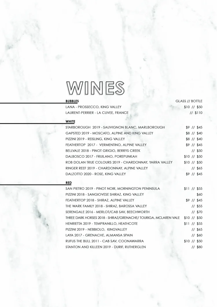 Menu — Sir loin's bar and grill