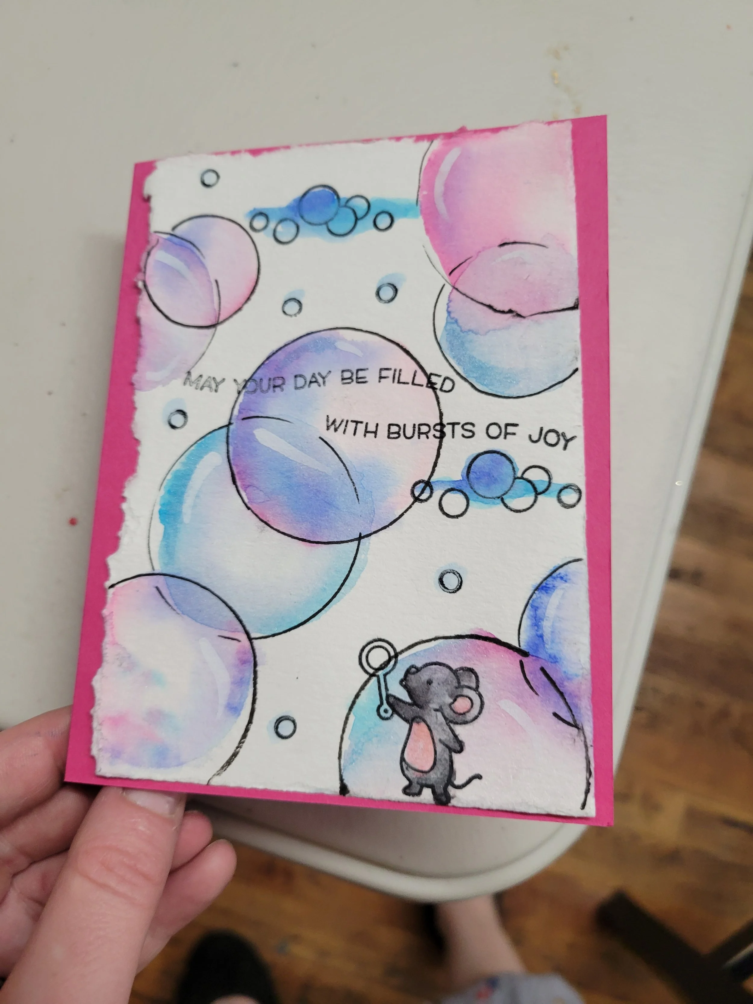 Wet-on-Wet Watercolor Bubbles Card- Make and Take! — Art & Happiness