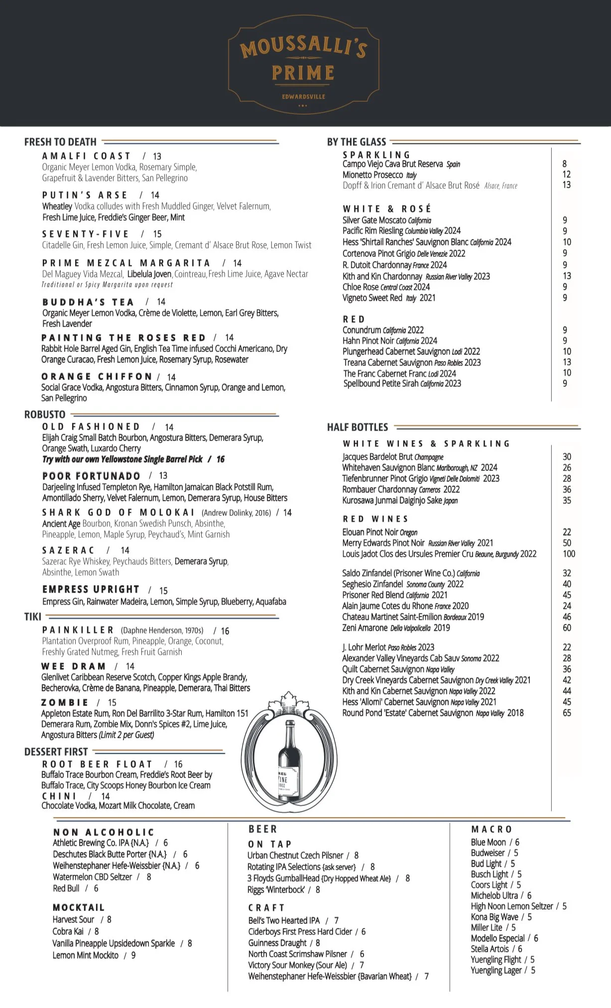 Cocktails & Spirits — Moussalli's Prime