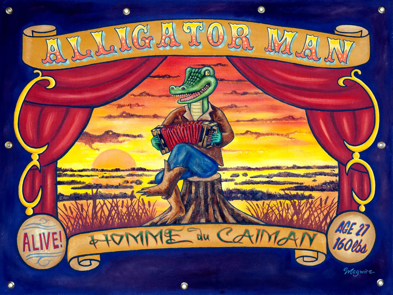 Cajun Alligator Art Leslie Charleville's Gyotaku Alligator Print