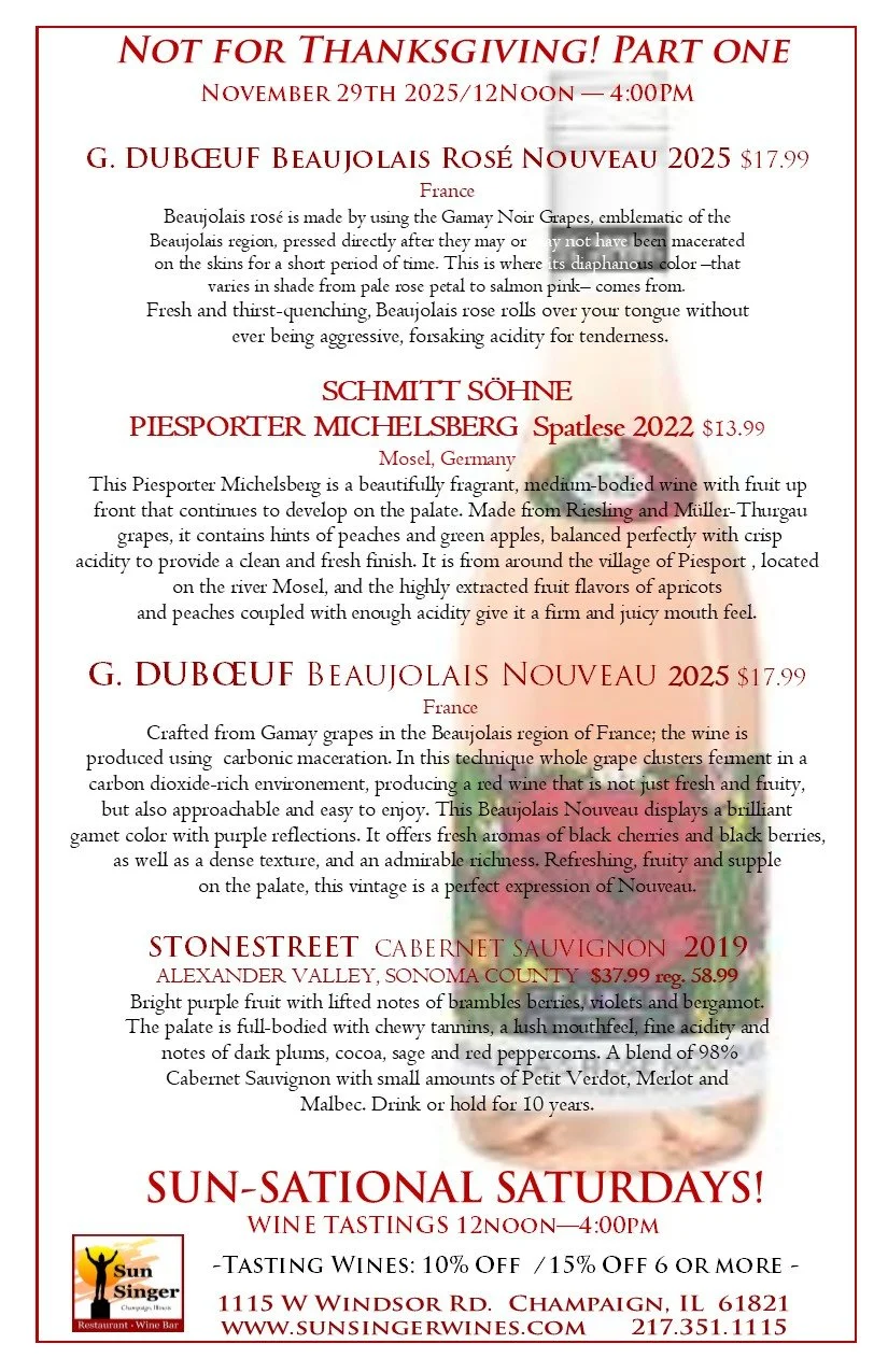 SUN-SATIONAL COMPLIMENTARY WINE TASTING SATURDAY 29TH 2025 FROM 12 NOON ...