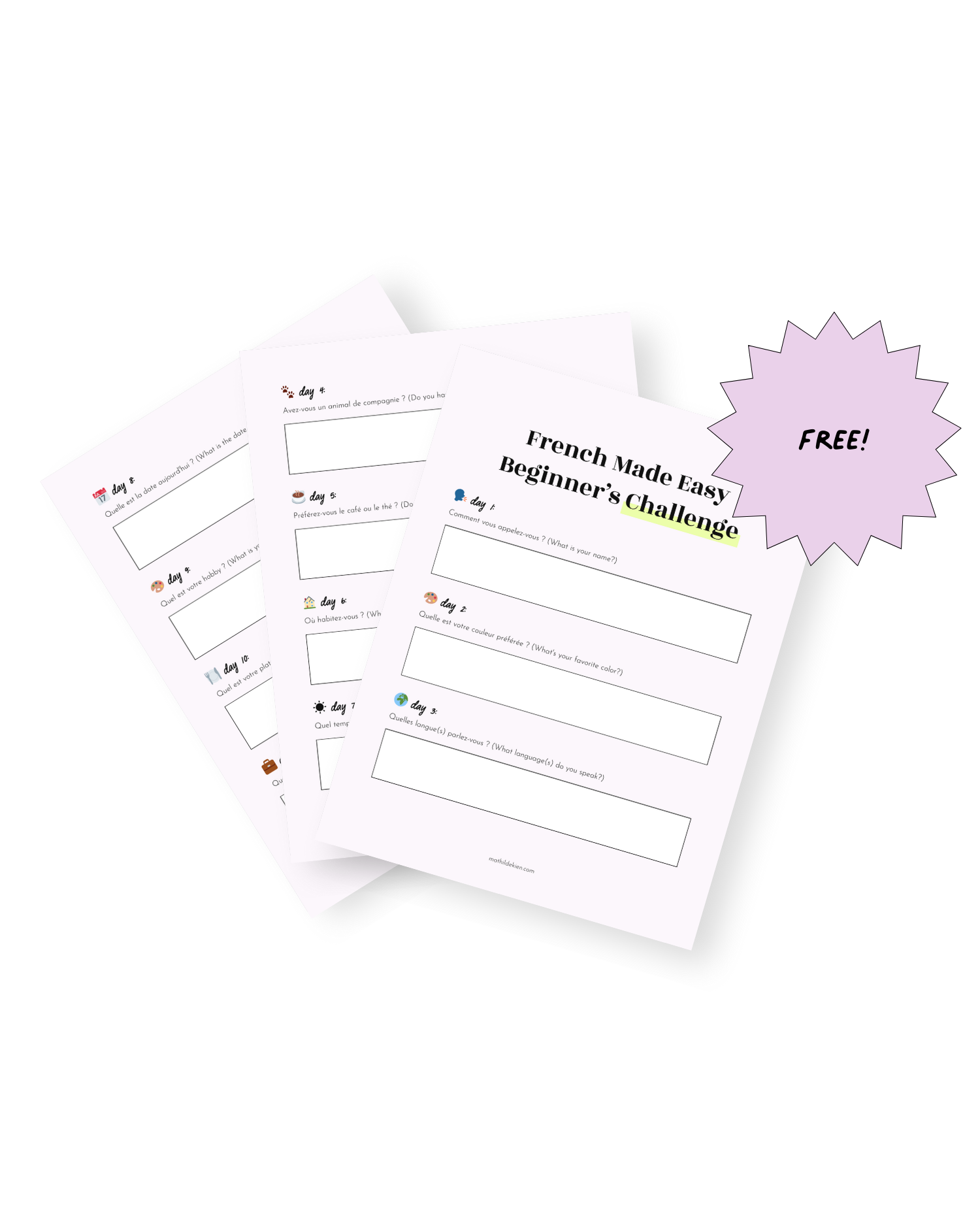 📝 New! 30-Day French Made Easy Beginner's Challenge — Mathilde Kien ...