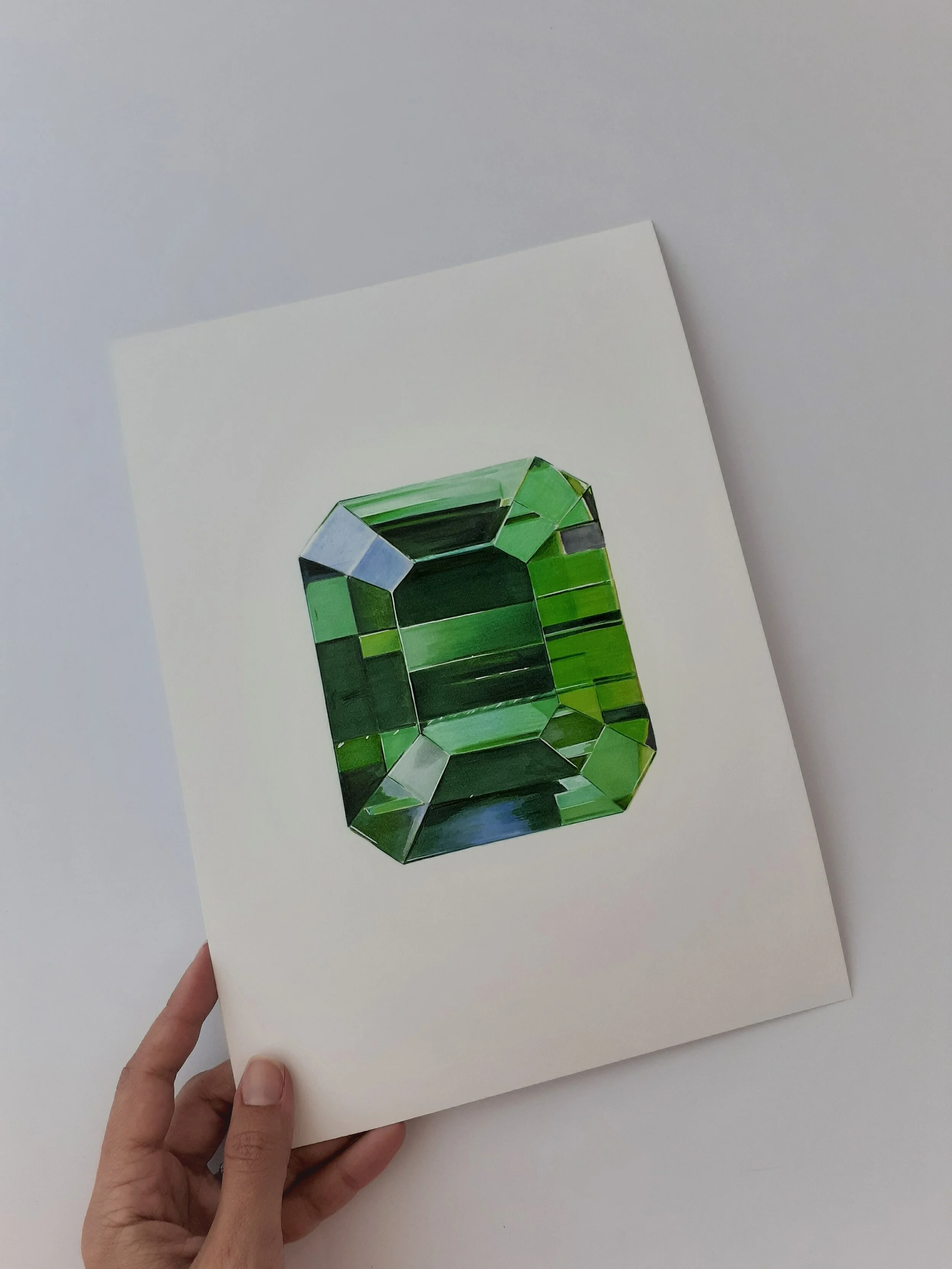 Green bi-colour tourmaline gemstone illustration print — REFINERY ROW