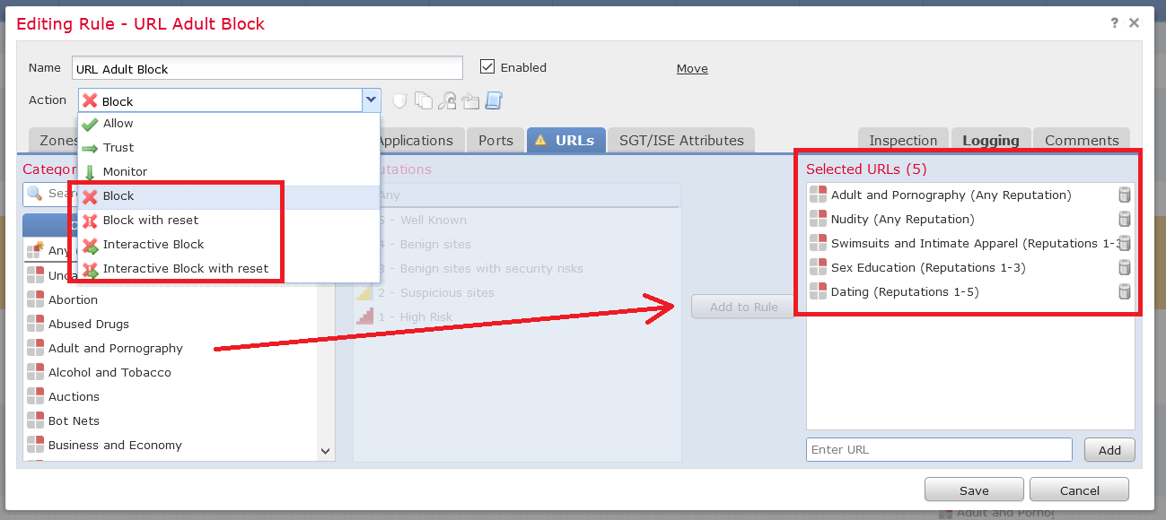 Firepower URL Blocking page setup and management — WIRES AND WI.FI