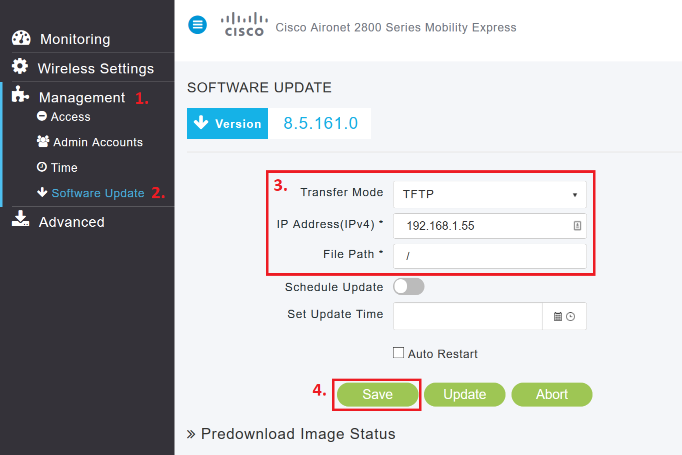 Cisco Mobility Express - Software Upgrade using TFTP-server — WIRES AND ...