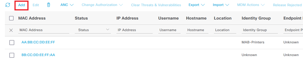 Cisco ISE - Managing MAC addresses and Endpoint Identity Groups for MAB ...