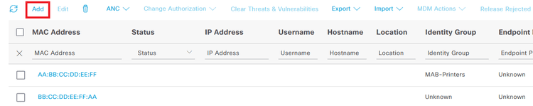 Cisco ISE - Managing MAC addresses and Endpoint Identity Groups for MAB Authentication — WIRES ...
