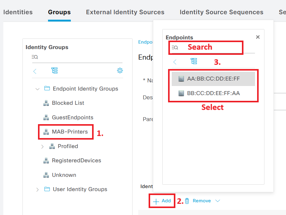 Cisco ISE - Managing MAC addresses and Endpoint Identity Groups for MAB Authentication — WIRES ...