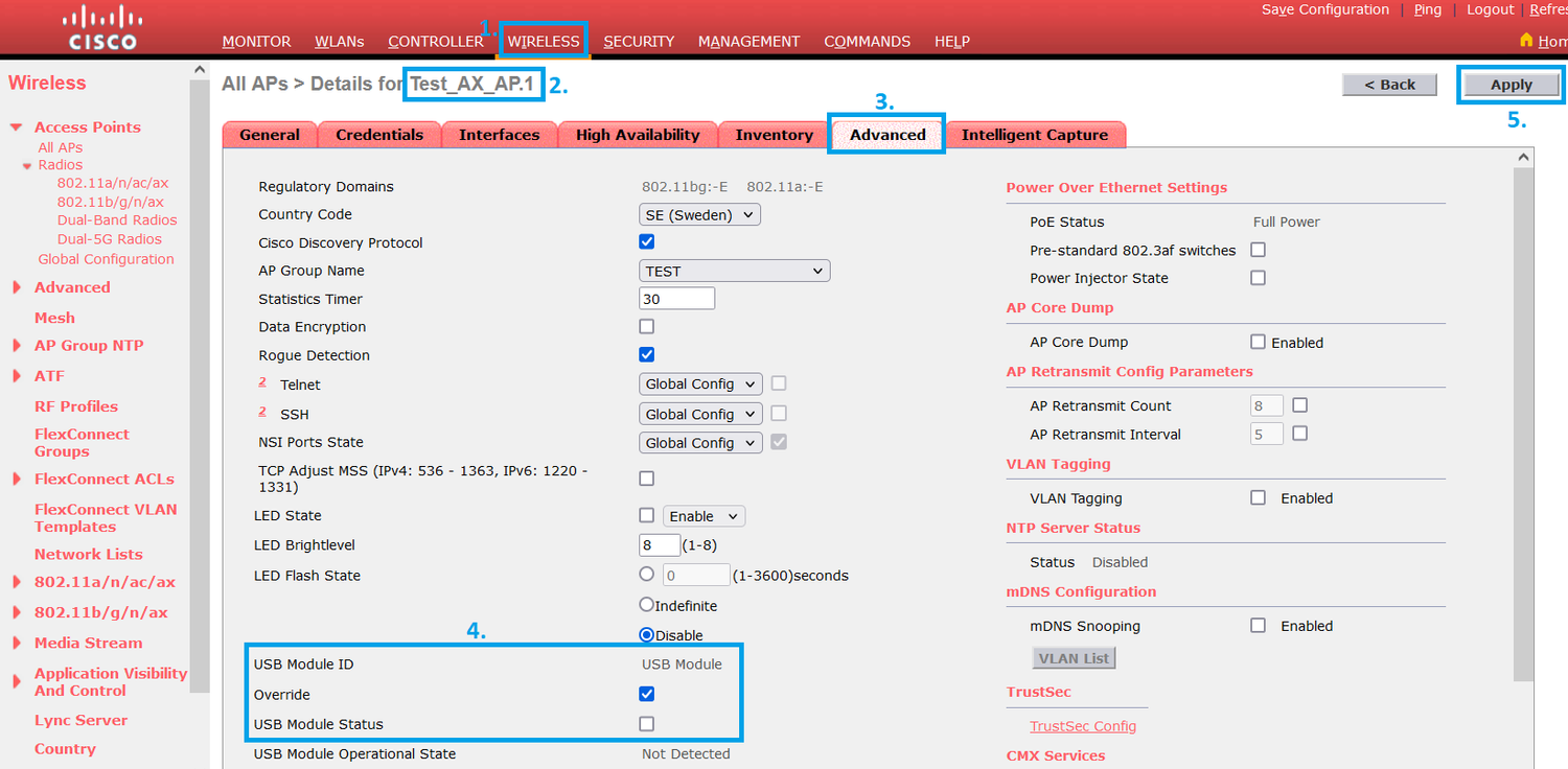 Cisco Wireless - Disabling Access Point USB Port to Minimize Power Draw ...