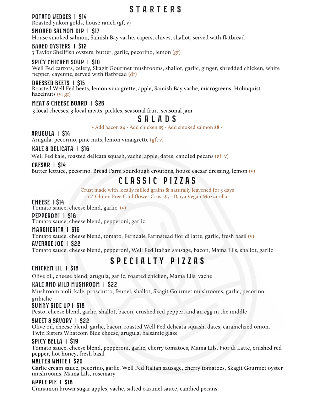 Food Menu | Terramar Brewstillery