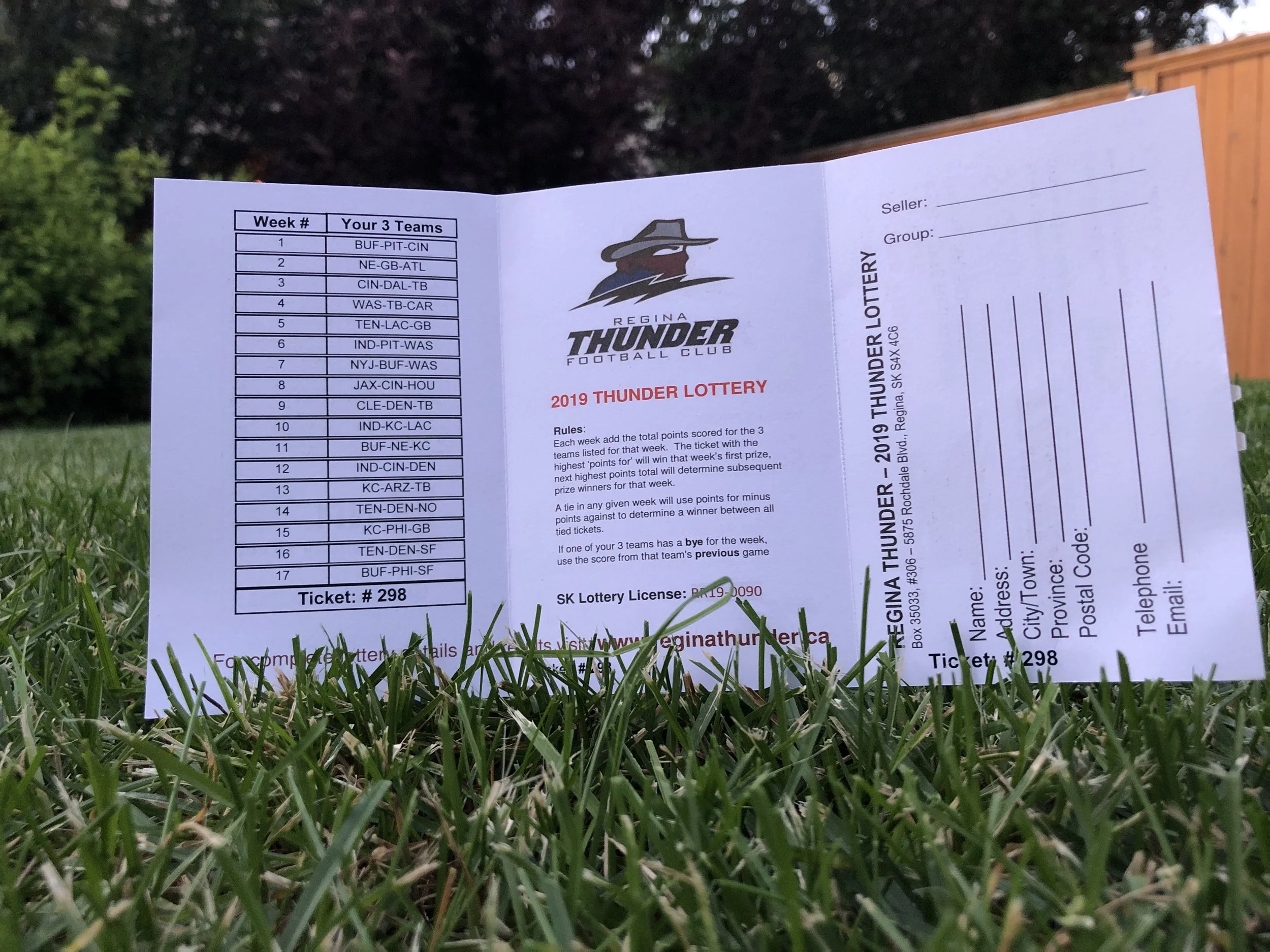 2023 NFL Lottery Ticket — REGINA THUNDER