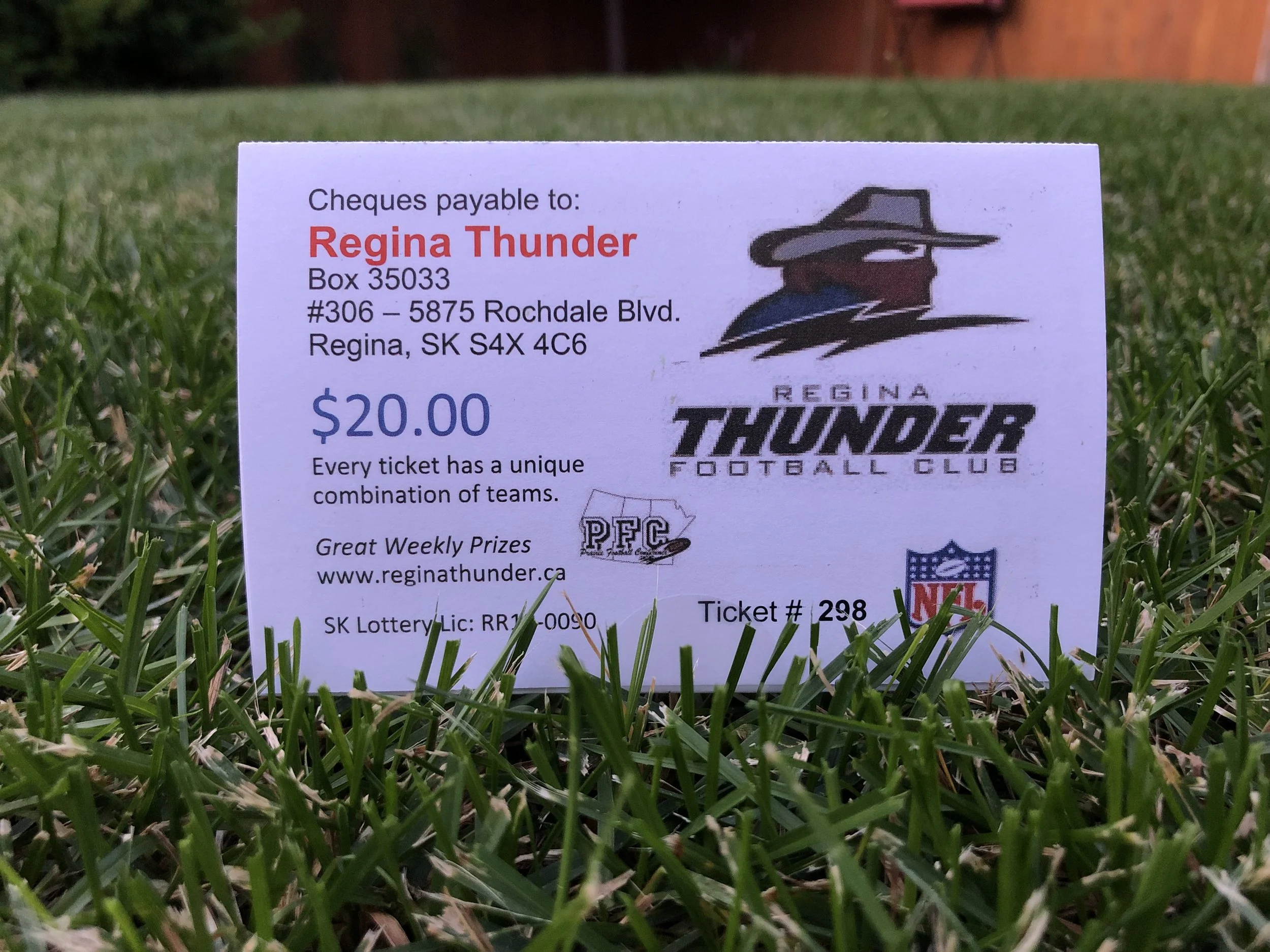 2023 NFL Lottery Ticket — REGINA THUNDER