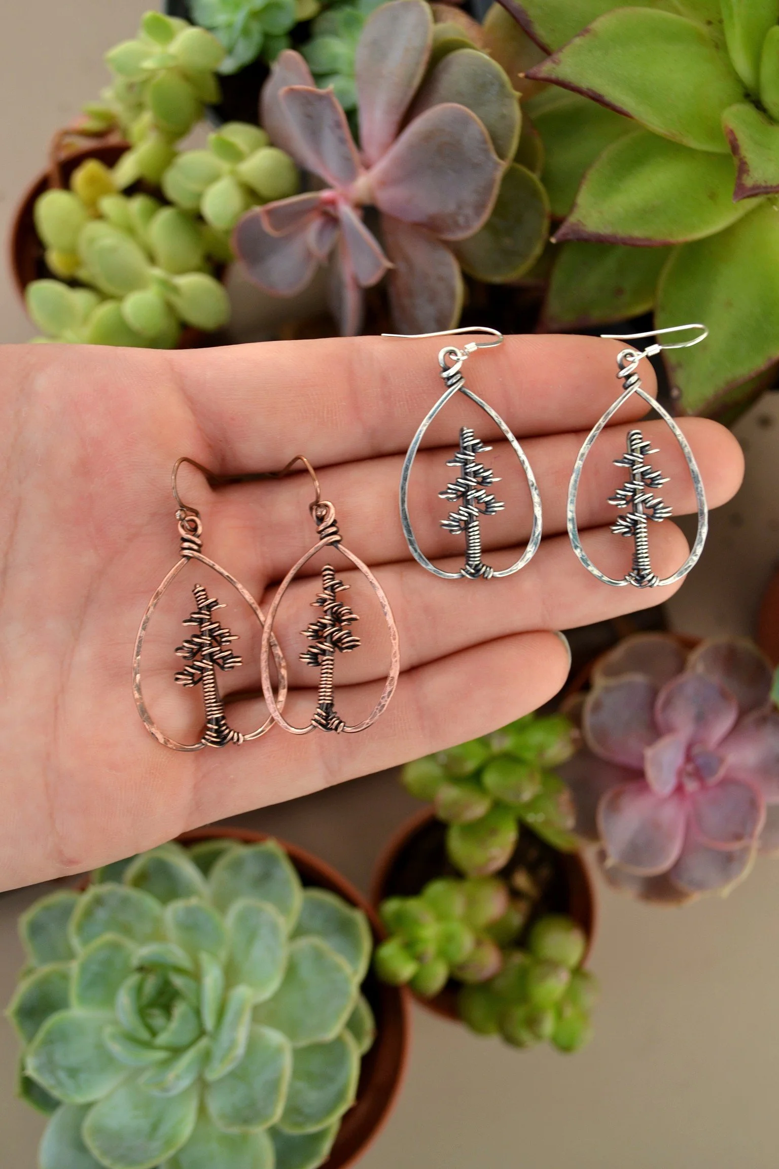 Pine Tree Earrings // Copper or Silver — Abbey Road Collection