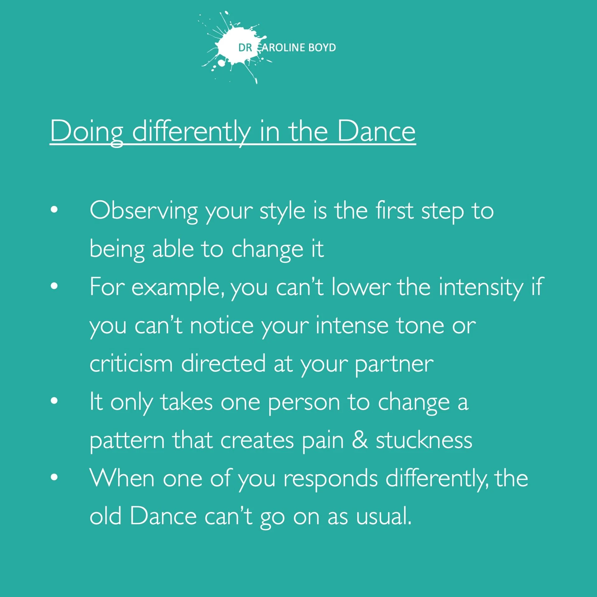 Tips for doing differently in the dance of anger — Dr Caroline Boyd