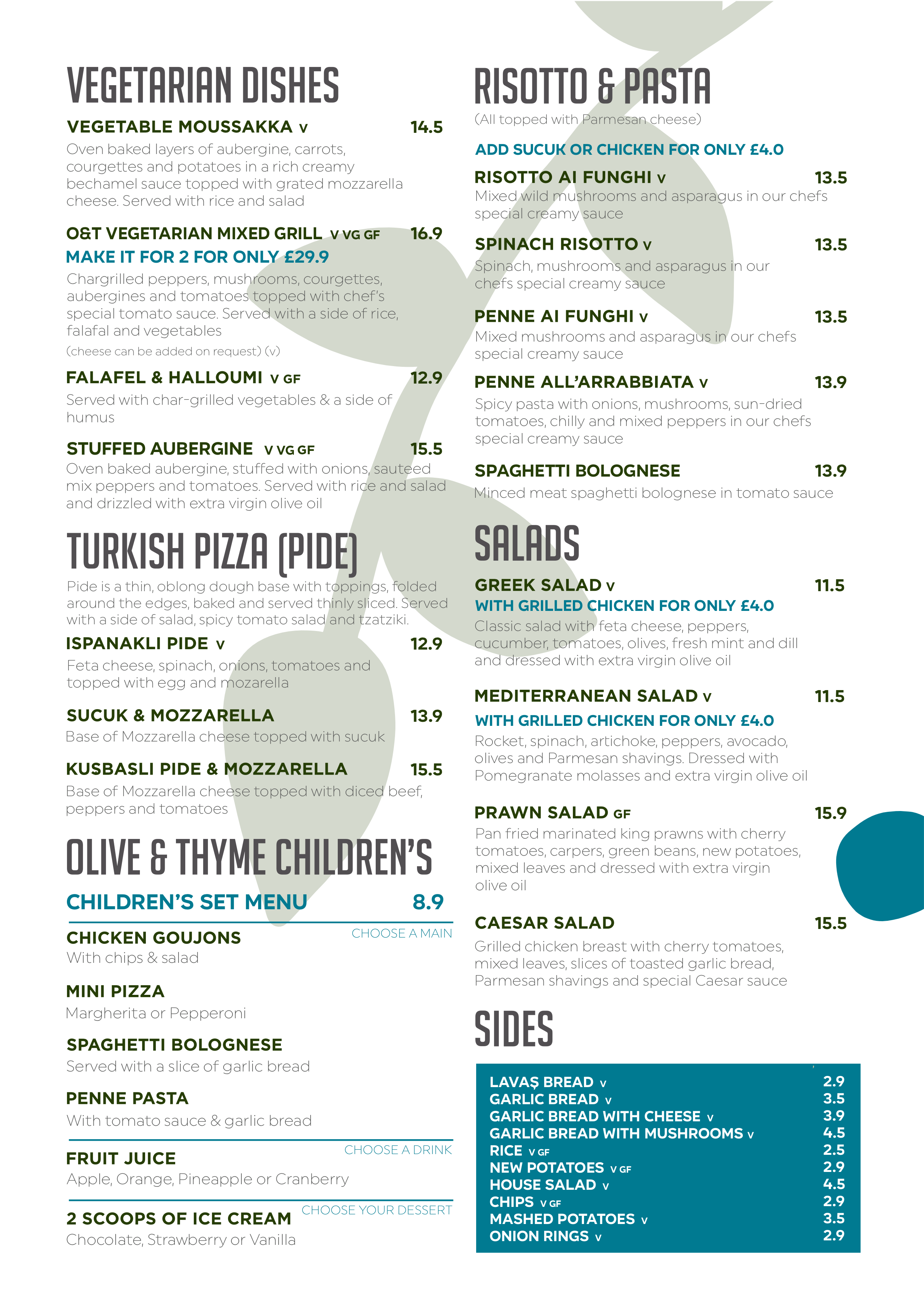 Menu — Olive & Thyme