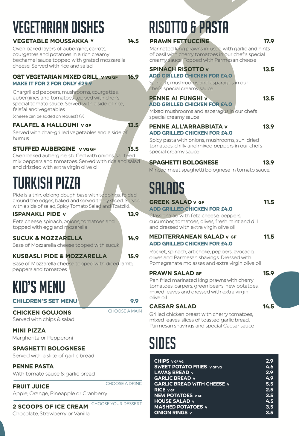 Menu — Olive & Thyme