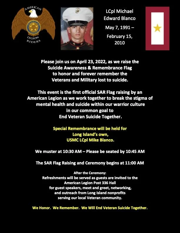 UPCOMING EVENTS — SUICIDE AWARENESS & REMEMBRANCE FLAG