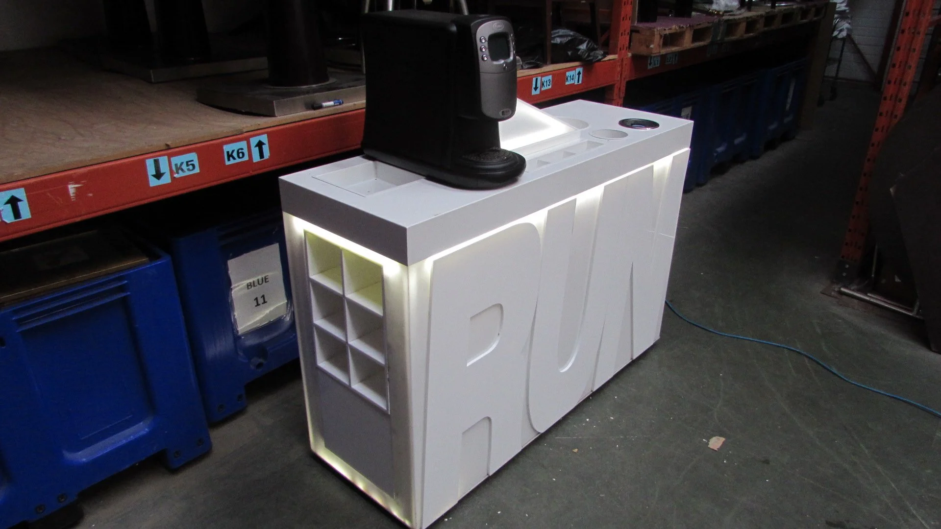 White Gym Drinks Station with internal LED — SER Furniture