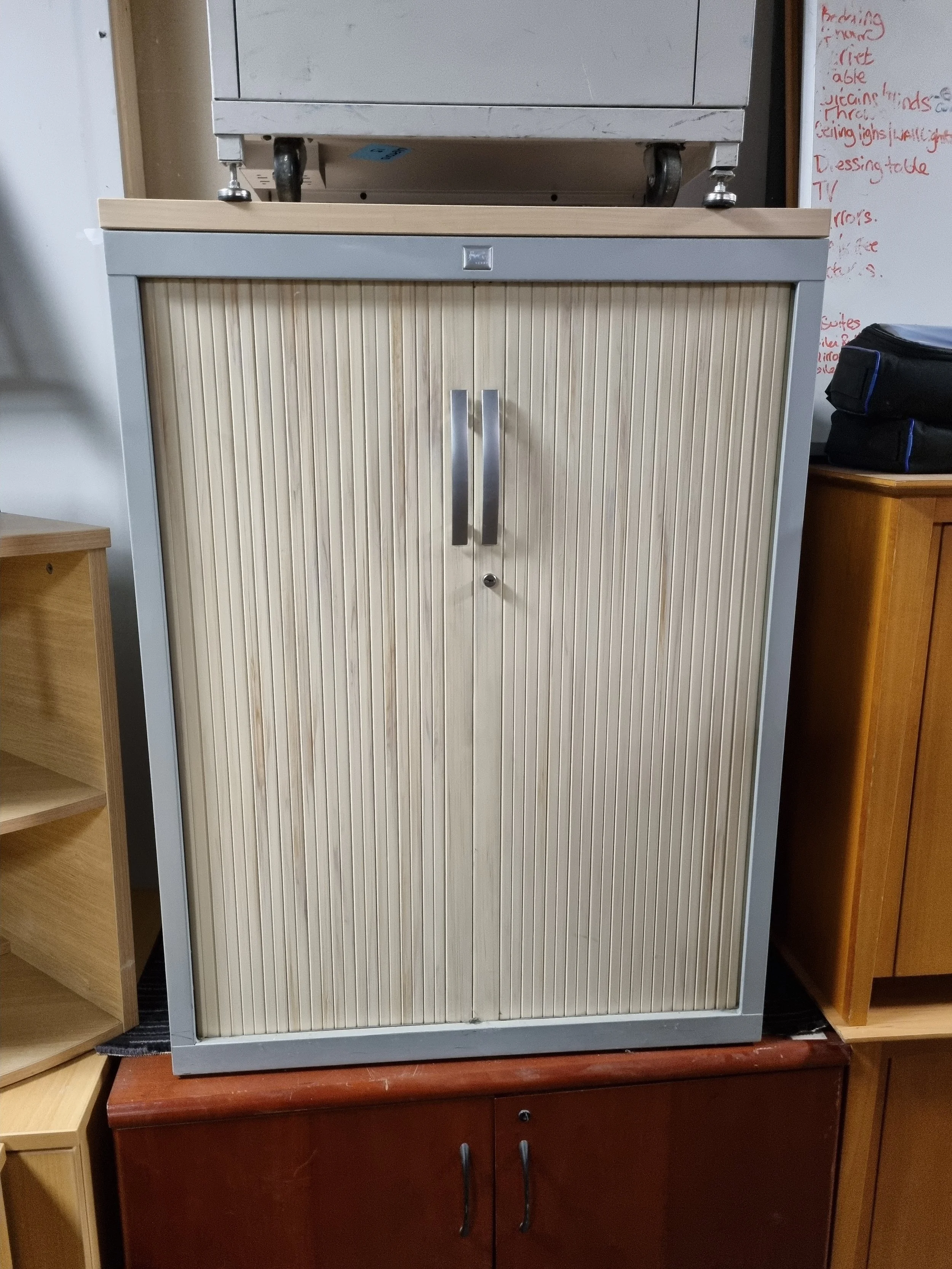 Light Wood Roller Door Cabinet — SER Furniture