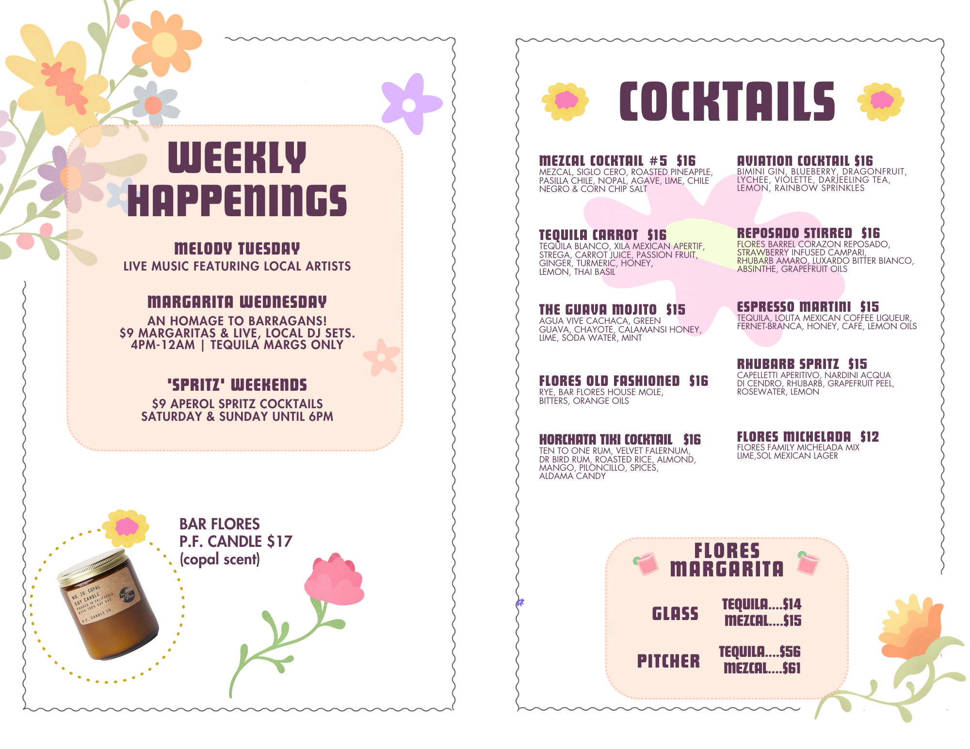 Drink menu — Bar Flores