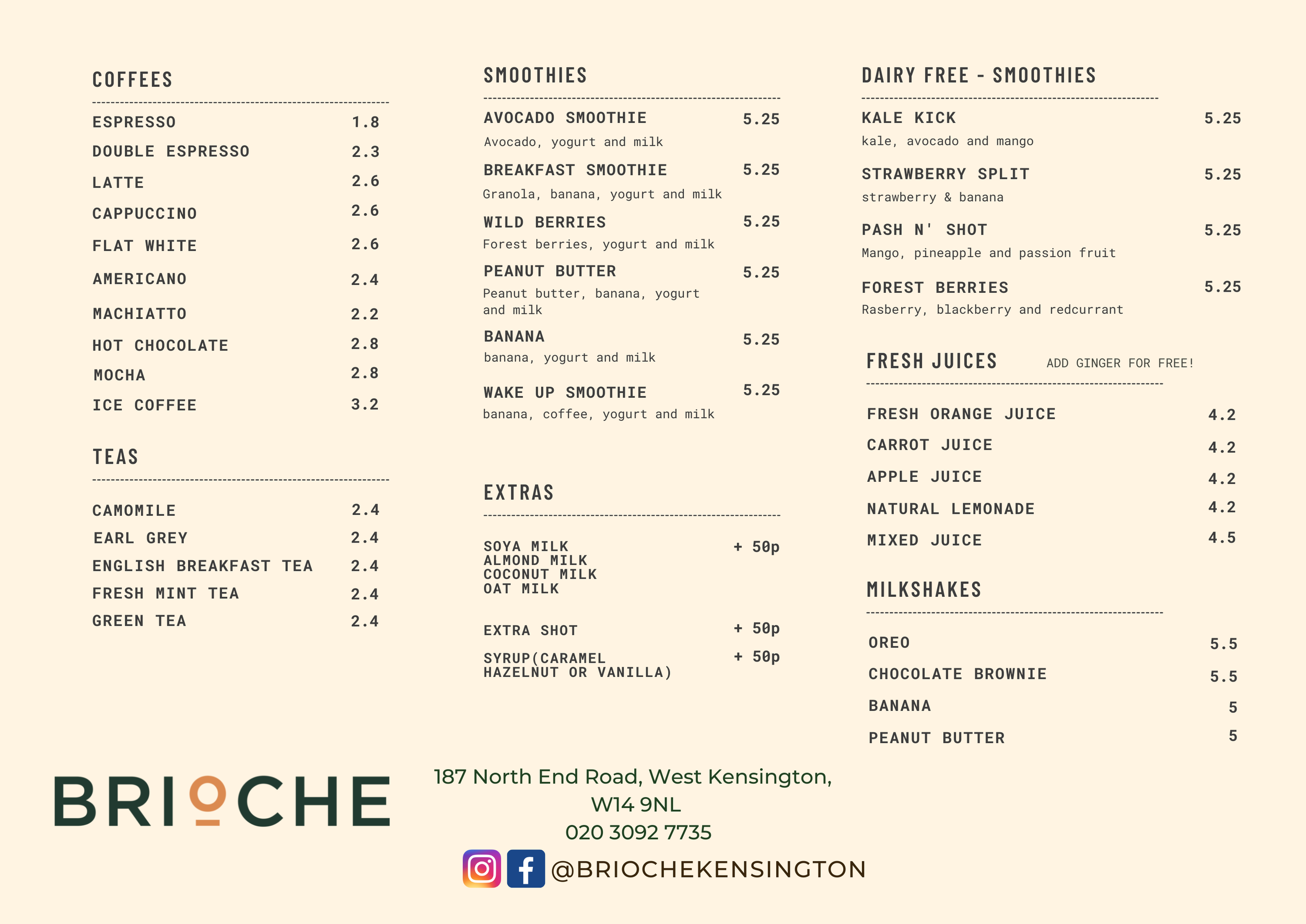 Menu — BRIOCHE