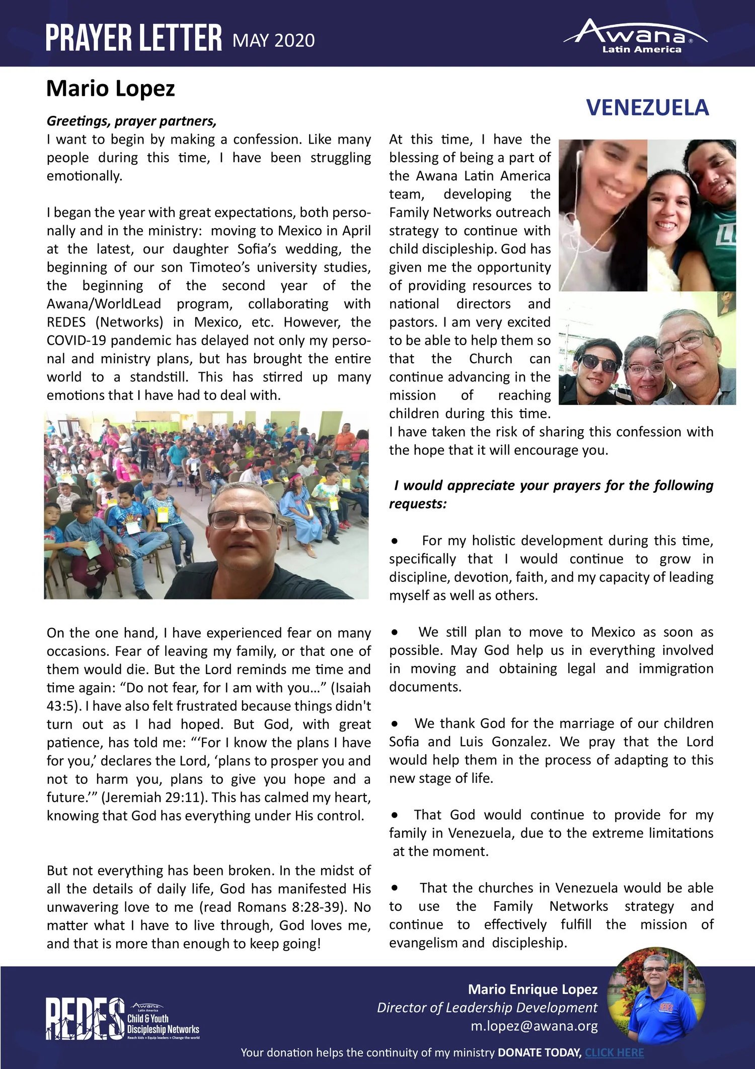 Prayer Letter Mario Lopez / May 2020 - Carta de oración Mario López ...