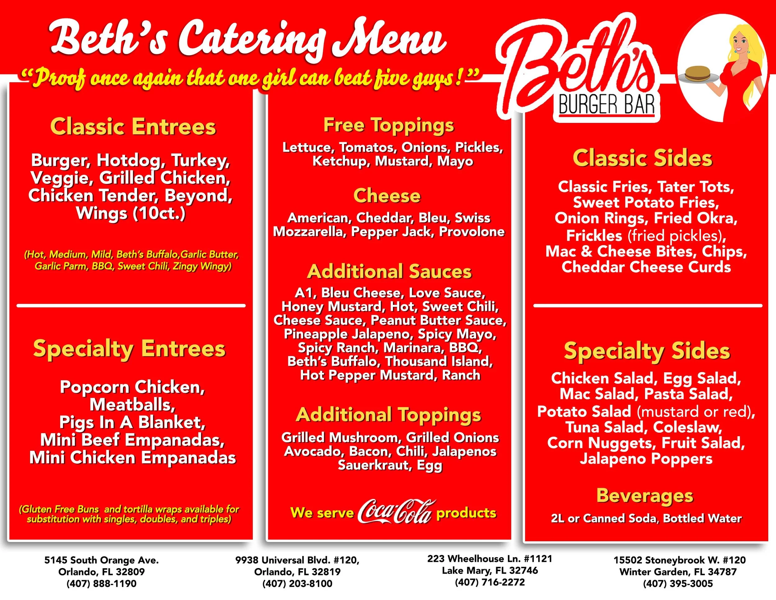 Catering — Beth's Burger Bar