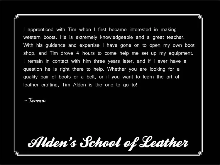 Western Boot Making — Alden's School of Leather Trades