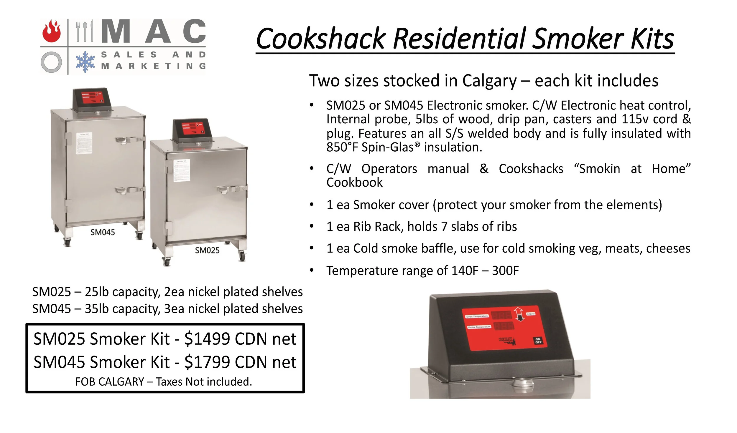 Cookshack Residential Smokers — MAC Sales and Marketing