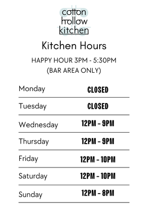 Kitchen Hours | Discover Hours & Visit Today — Cotton Hollow Kitchen