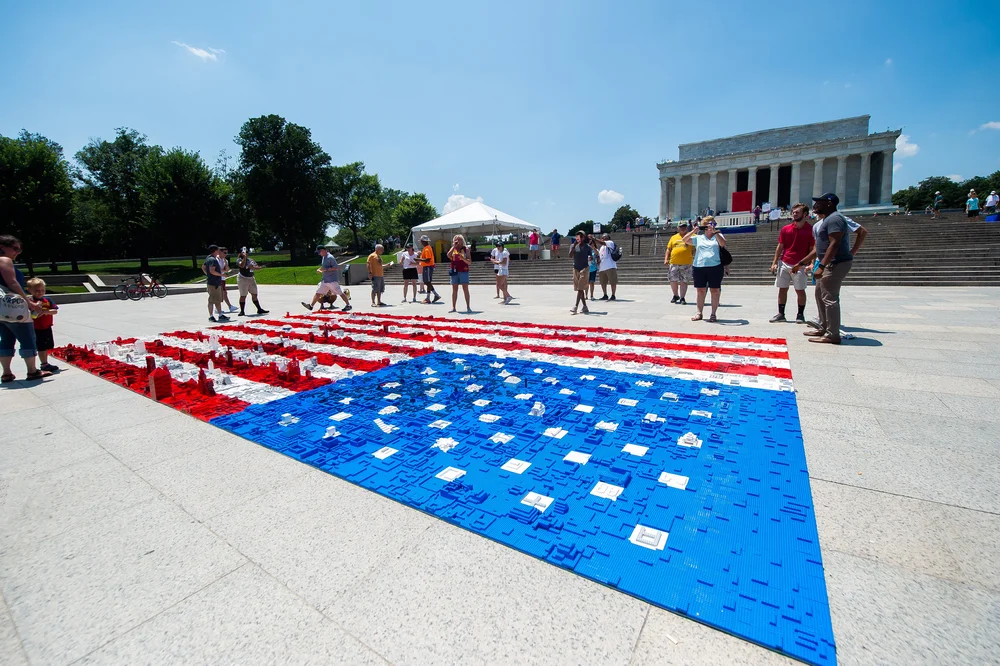 Visitors to the National Mall Build American Flag with LEGO® Bricks ...