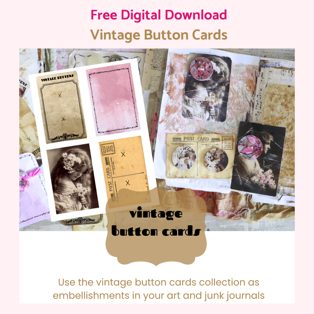 How to Create vintage style button Cards with distressing mixed media ...