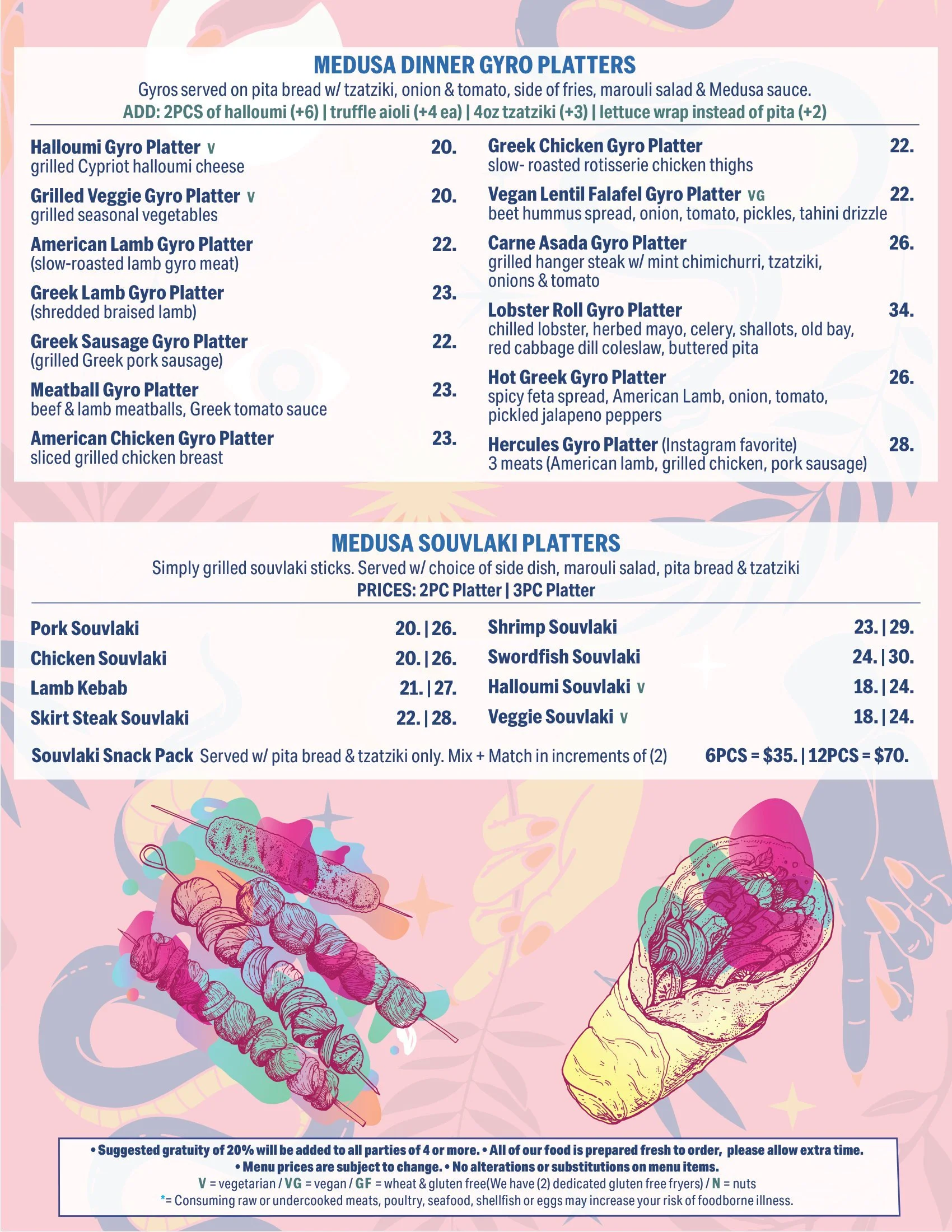 Lunch & Dinner Menu — Medusa the Greek