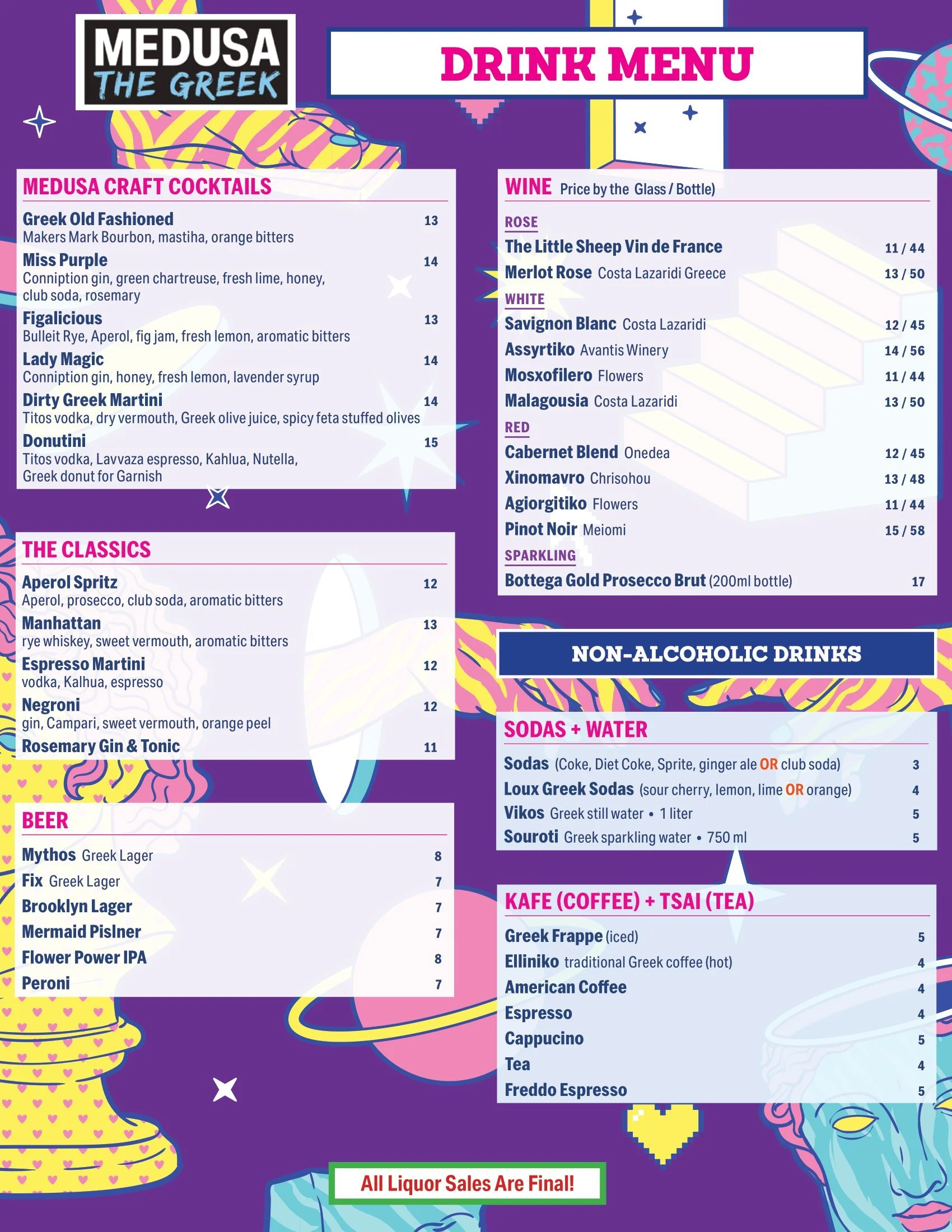 Drinks Menu — Medusa the Greek
