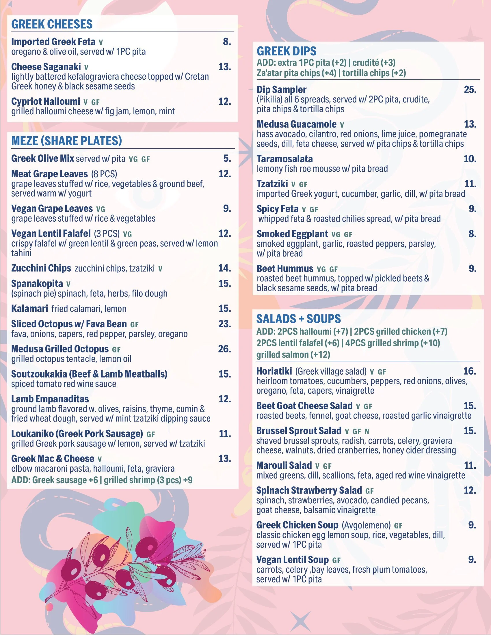 Lunch & Dinner Menu — Medusa the Greek