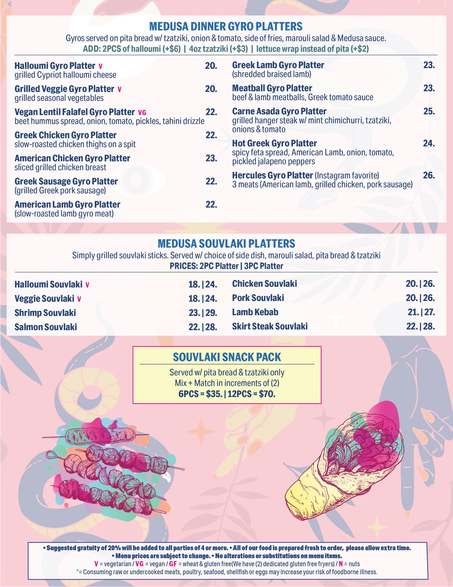 Lunch & Dinner Menu — Medusa the Greek